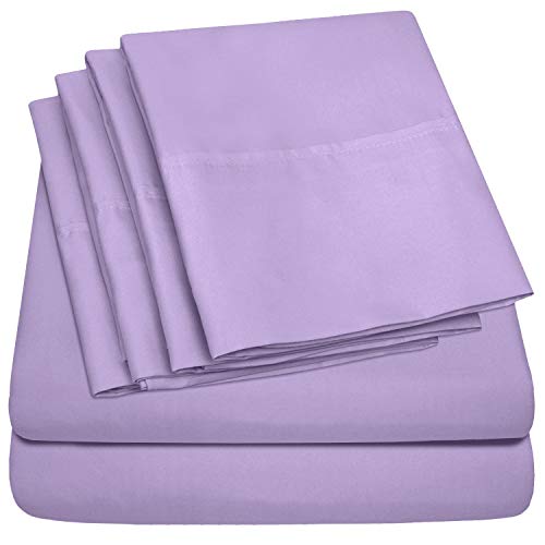 Cal King Size Bed Sheets - 6 Piece 1500 Thread Count Fine Brushed Microfiber Deep Pocket California King Sheet Set Bedding - 2 Extra Pillow Cases, Great Value, California King, Lavender (Pack of 6)