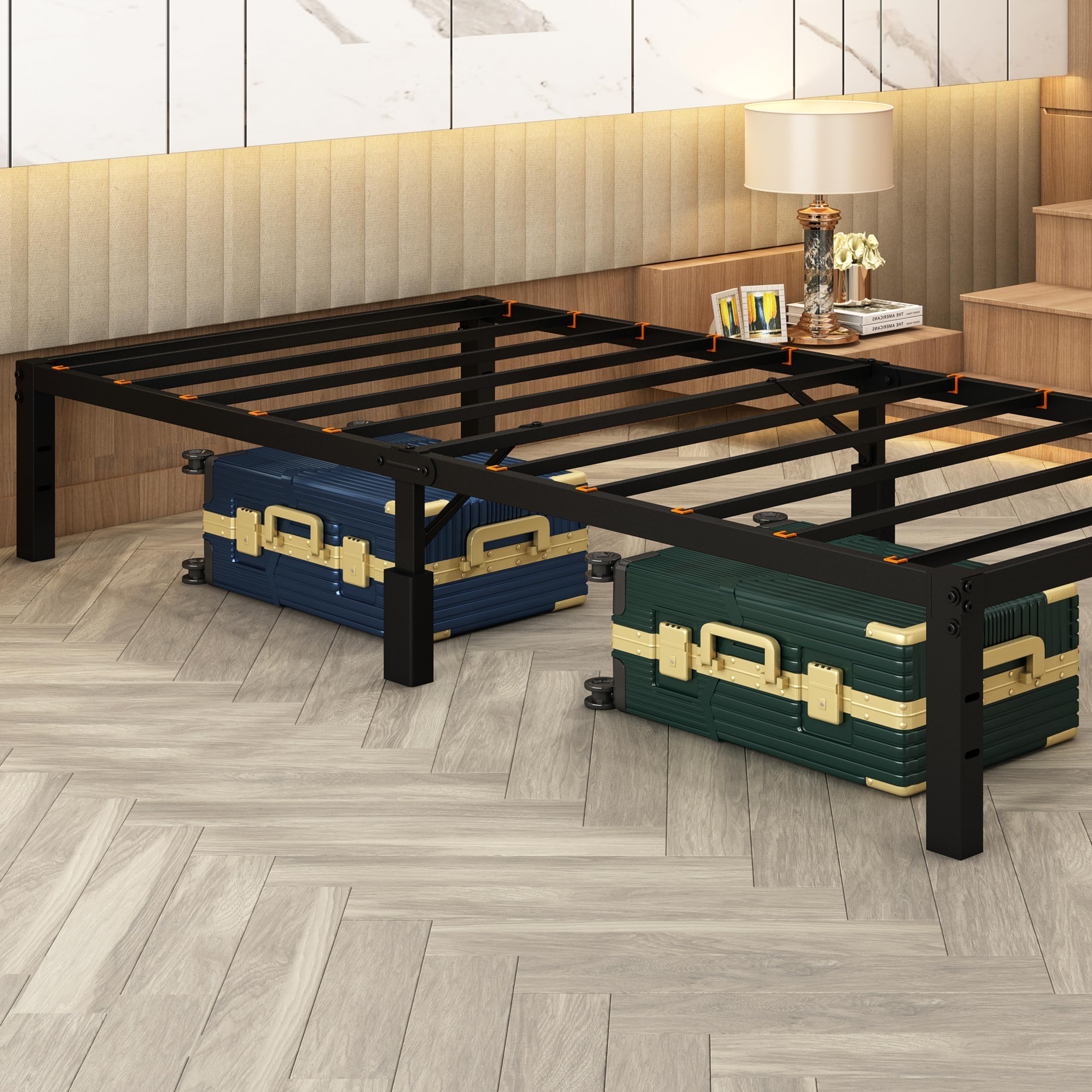 Prodature Queen-Bed-Frame-Low-Profile-6 Inch - Heavy Duty Metal Platform No Box Spring Needed Mattress Foundation Noise-Free,Black