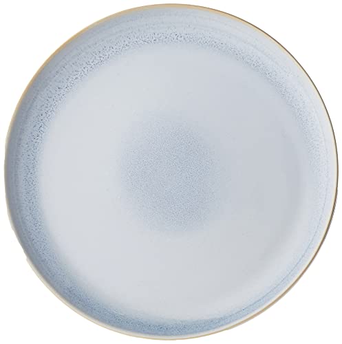 Corelle Stoneware 12-Pc Dinnerware Set, Handcrafted Artisanal Double Bead Plates and Bowls, Solid and Reactive Glazes, Dining Plate Set, Nordic Blue