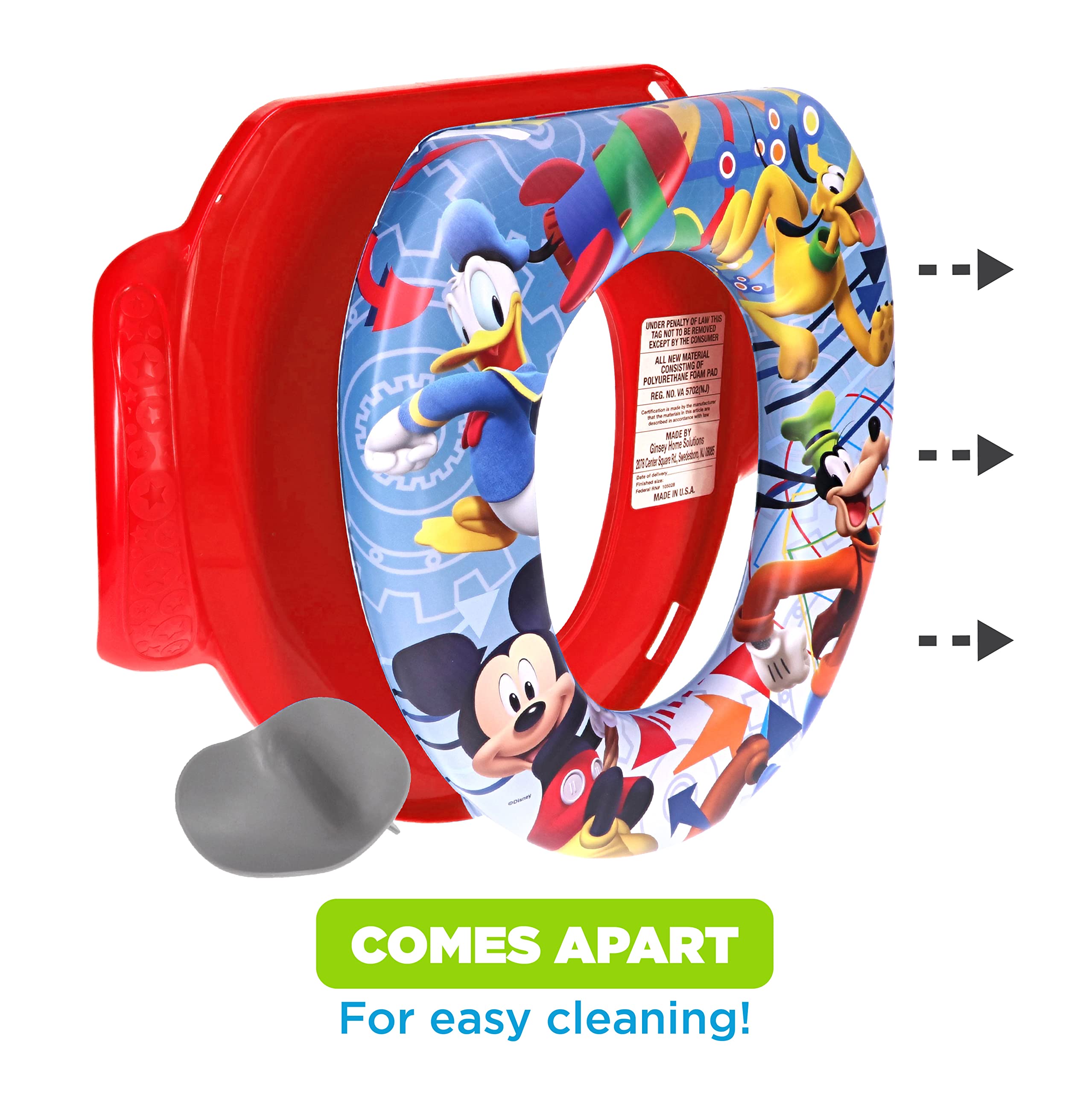 Disney Mickey Mouse 3 Pc Must Have Potty Training Set - Potty Training Seat, Step Stool for Kids, Finger Puppets