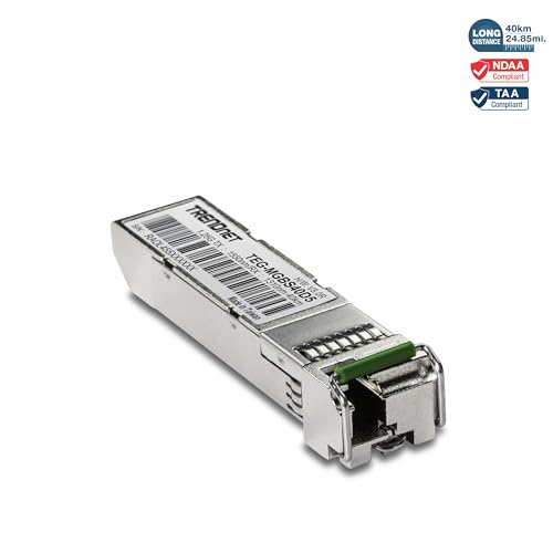 TRENDnet SFP to RJ45 Dual Wavelength Single-Mode LC Module, TEG-MGBS40D5, Must Pair with TEG-MGBS40D3 or a Compatible Module, Up to 40km (24.9 miles), Standard SFP Slot Compatible, Lifetime Protection