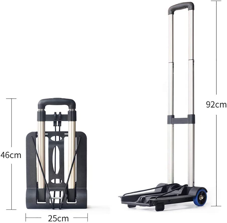 BAUBUY Small Hand Truck for Elderly Lightweight Foldable Shopping Cart with Wheels Portable Aluminum Alloy Trolley Luggage Cart