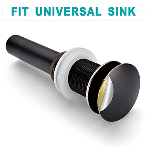 BESTILL Bathroom Vessel Sink Drain Stopper, Push Pop Up Drain Without Overflow, Oil Rubbed Bronze