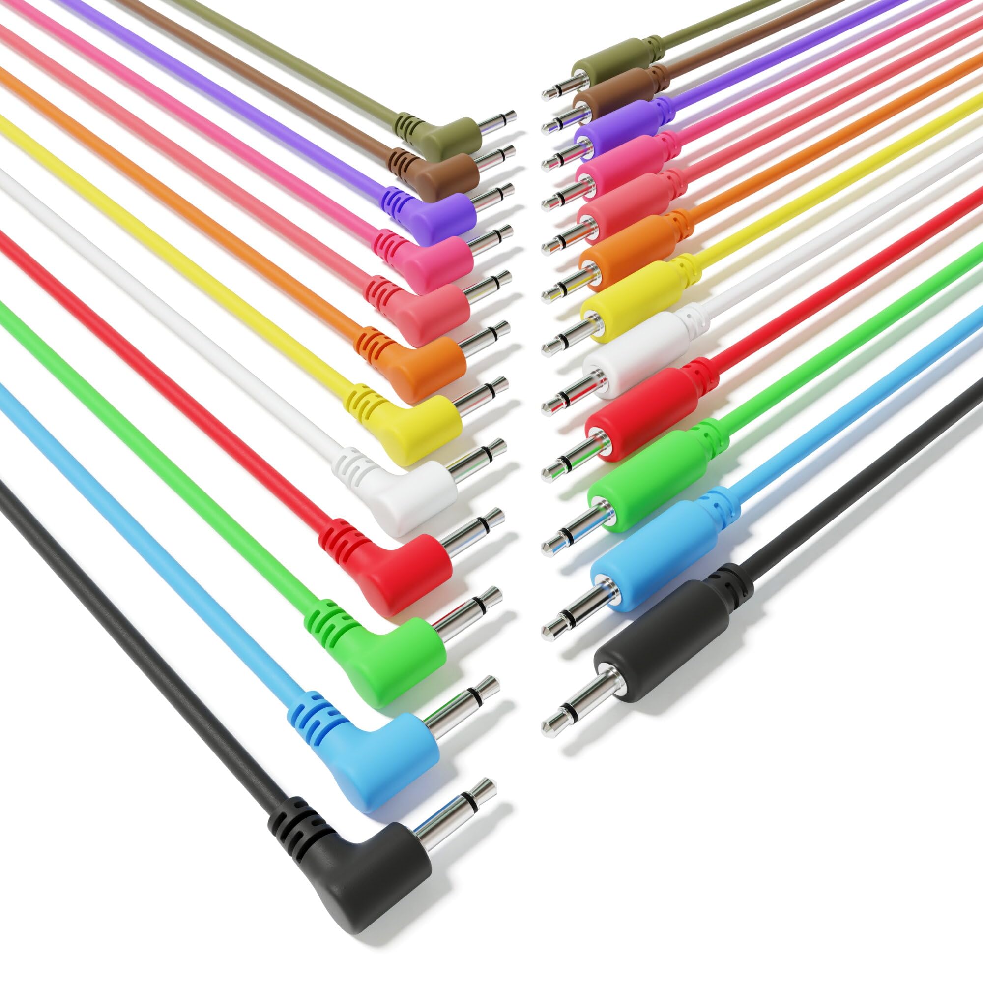 ExcelValley - Hybrid Mono Modular Patch Cables - TS 3.5mm 1/8" - Eurorack Synth Synthesizer [12-Pack | 20 cm - 7.87"]