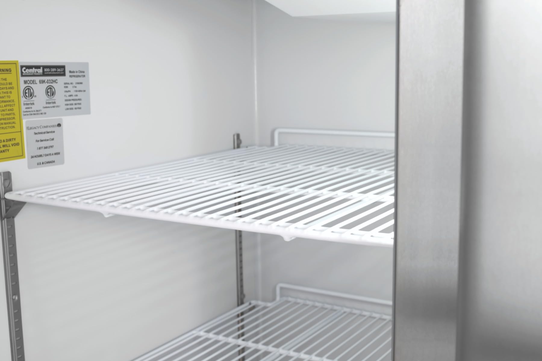 Central Exclusive Commercial Refrigerator, 2 Door Stainless Steel Reach In, Solid doors - 54" W 49 Cu Ft. (69K-032)