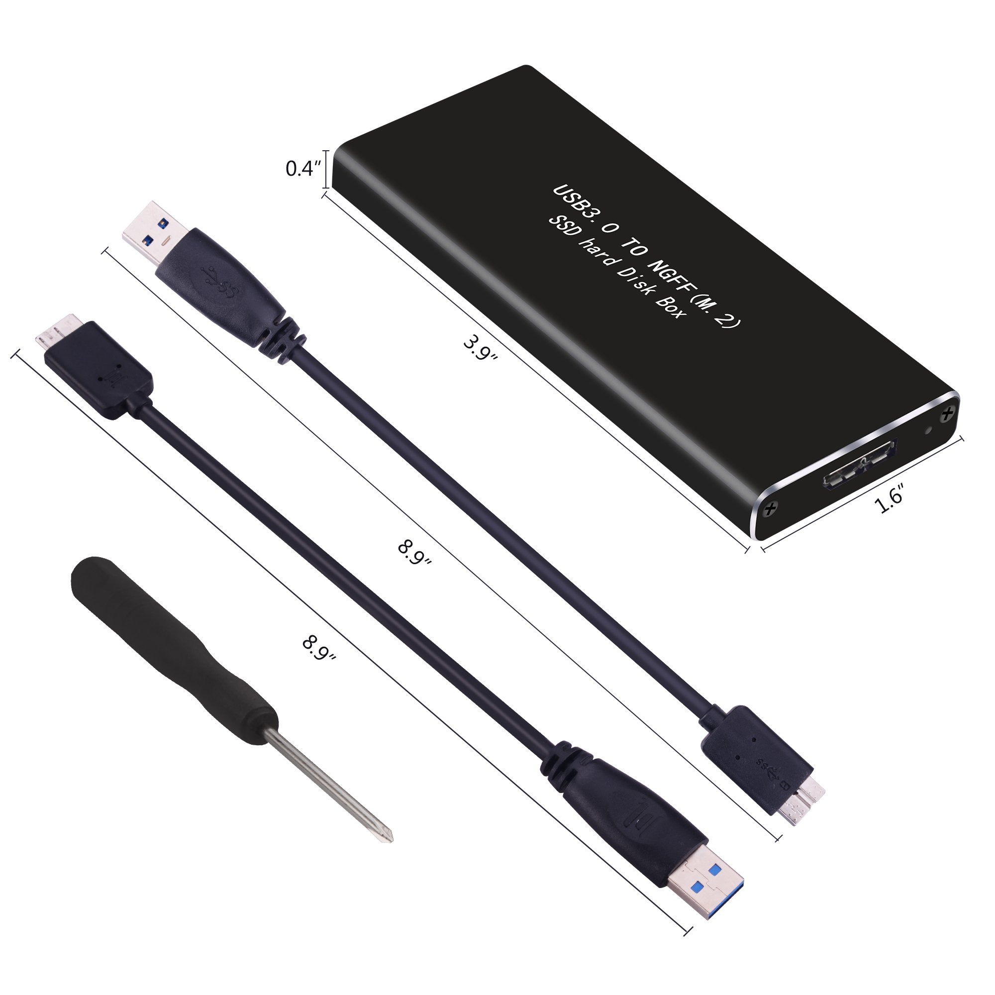M.2 SATA SSD to USB 3.0 External SSD Reader Converter Adapter Enclosure with UASP, Support NGFF M.2 2280 2260 2242 2230 SSD with Key B/Key B+M(Can't Fit for PCIe NVMe/PCIe AHCI with Key M)