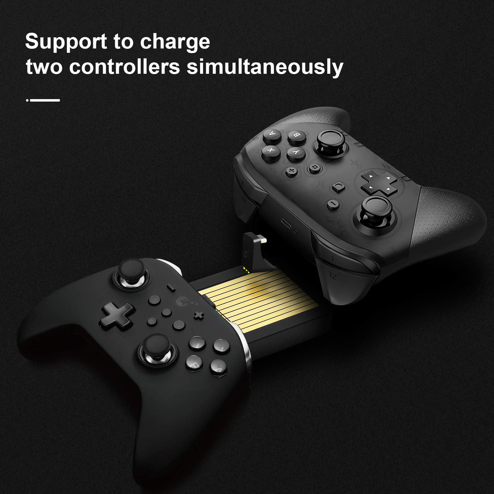 GuliKit Pro Controller Charger for Switch - Dual Controller Fast Charger Charging Dock Stand Station Compatible with Nintendo Switch Pro Controllers with LED Indicators