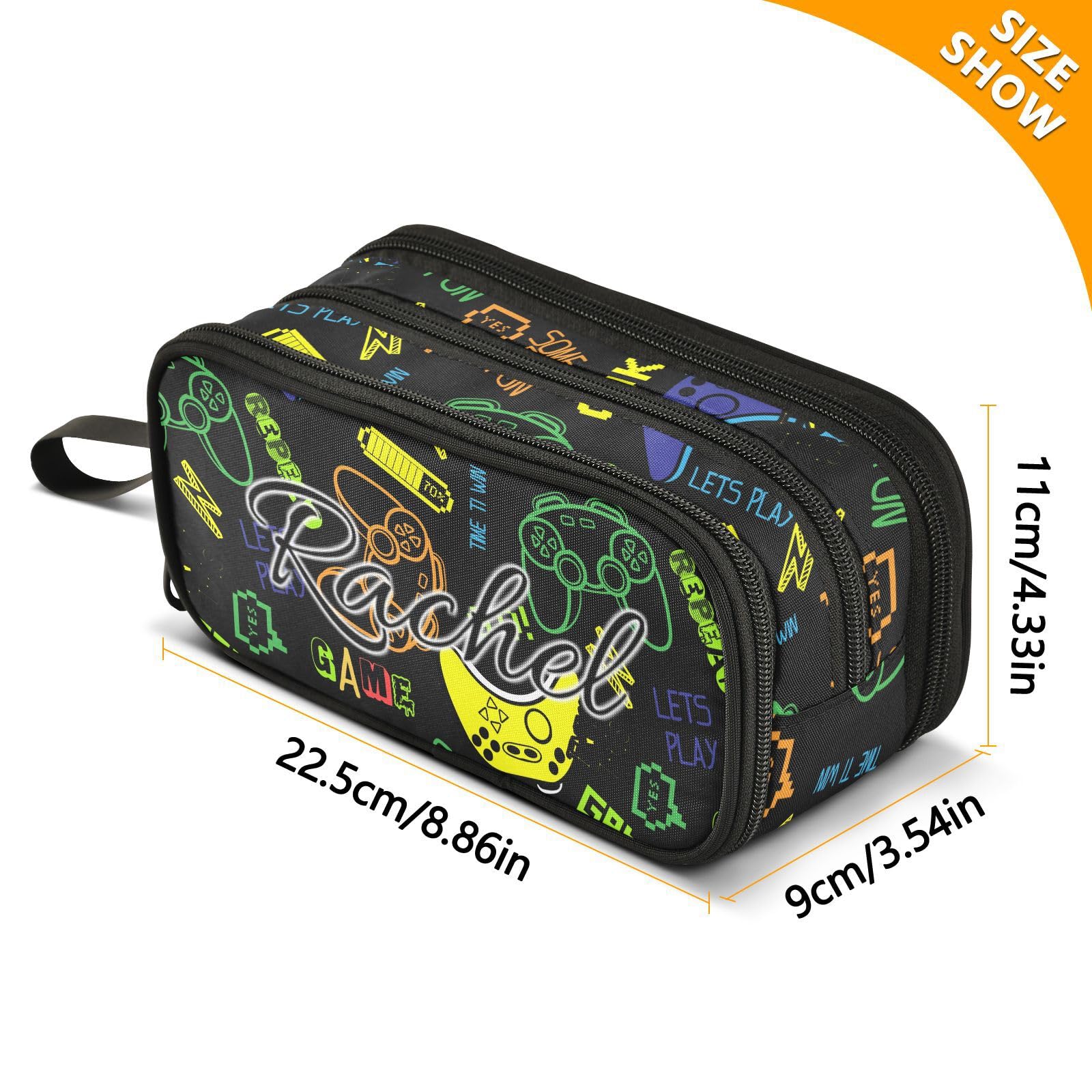 Joysticks Video Game Custom Large Capacity Pen Pencil Case Pouch for Adults Kids Personalized Durable Stationery Bag with Sturdy Zipper & 3 Compartments Pencil Box for Student Teen College Office