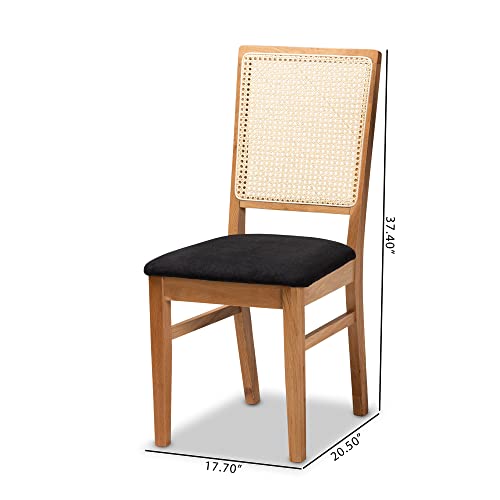 Baxton Studio Idris Dining Chairs, Black/Oak Brown