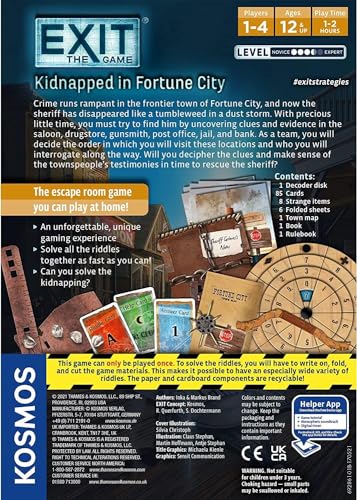 Exit: Kidnapped in Fortune City| Exit: The Game - A Kosmos Game | Family-Friendly, Card-Based at-Home Escape Room Experience for 1 to 4 Players, Ages 12+