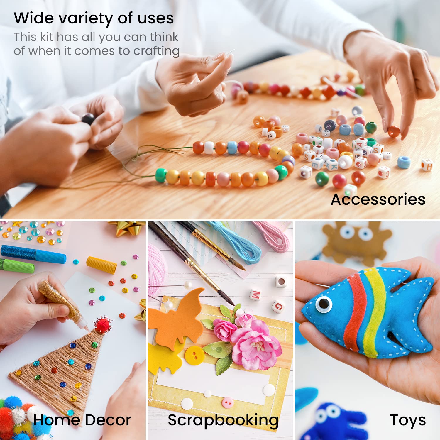 Arteza Ultimate Craft Kit, over 1,000 Pieces and Craft Supplies, Felt, Pom Poms, Googly Eyes, Glitter Glue, Pipe Cleaners for Crafts and DIY Projects