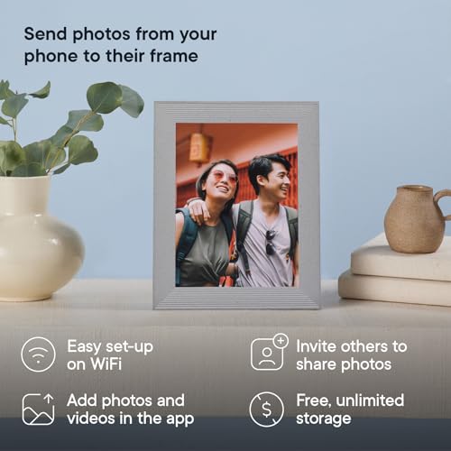 Aura Mason Luxe WiFi Digital Picture Frame | The Best Digital Frame for Gifting | Send Photos from Your Phone | 2K Display | Quick, Easy Setup in Aura App | Free Unlimited Storage | Sandstone