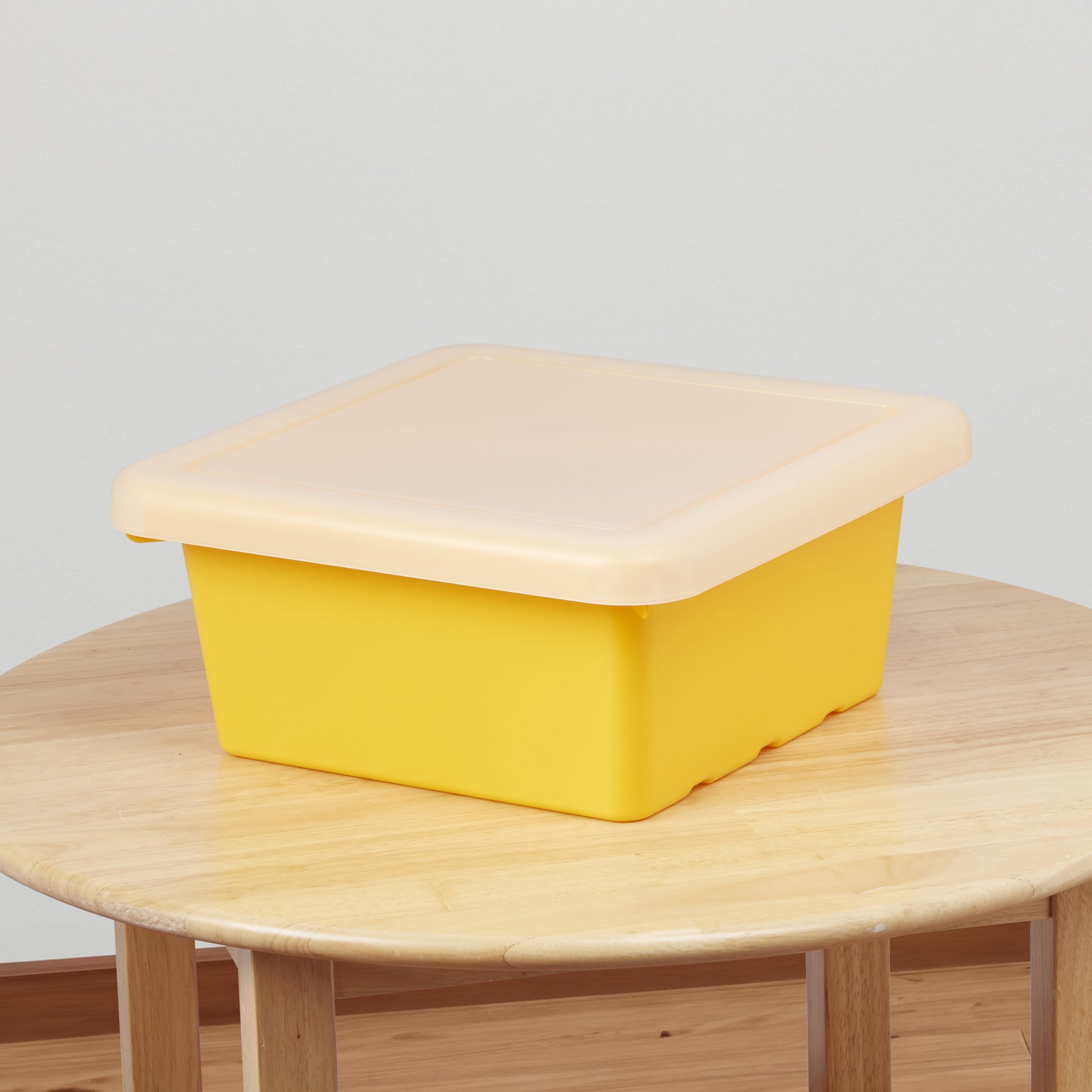 ECR4Kids Square Bin with Lid, Storage Containers, Yellow, 2-Pack