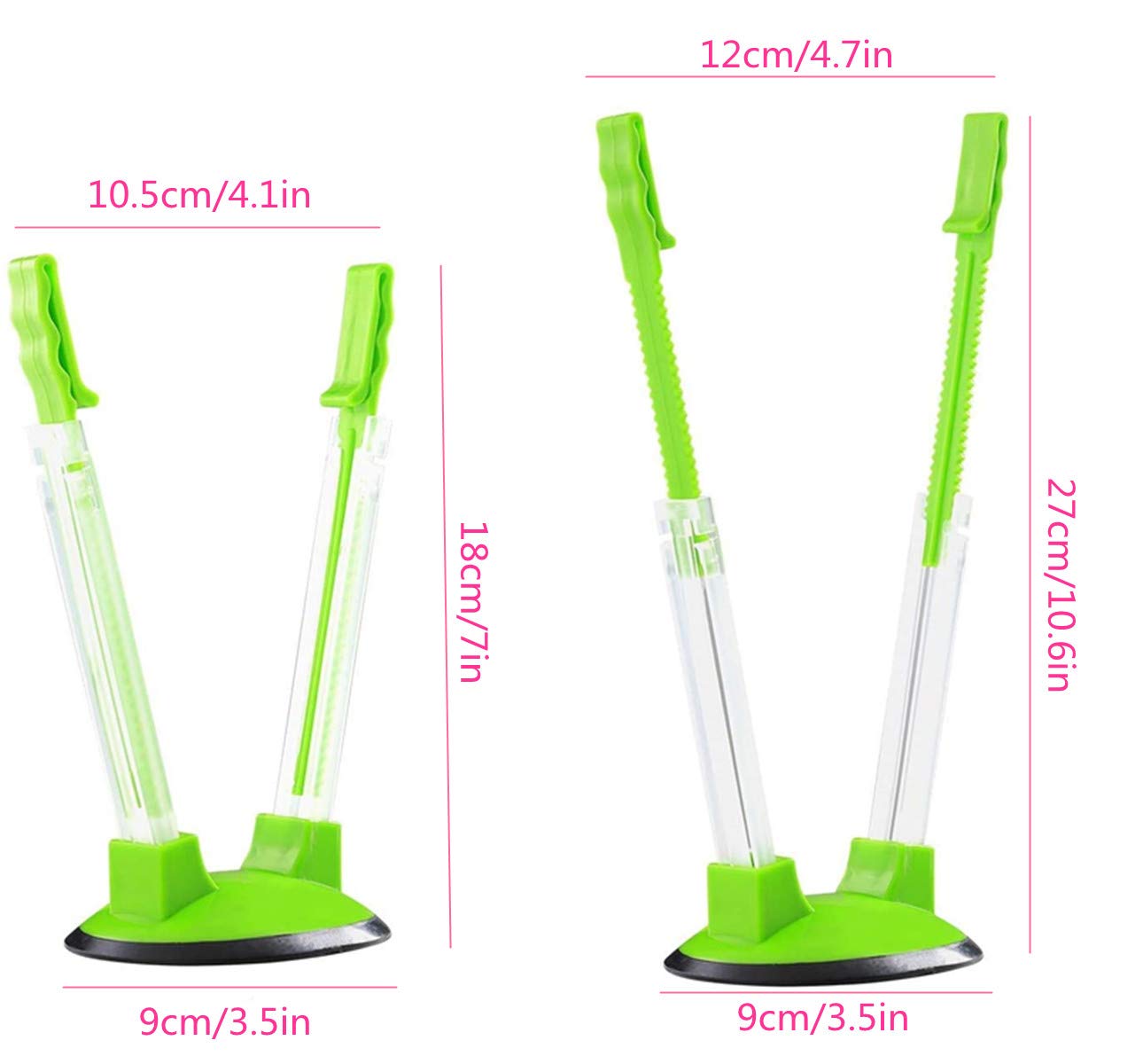 Baggy Rack Hands-Free Clip Food Storage Freezer Baggy Holder,Bag Holder For Plastic Bags Stand/Pack of 2 Green