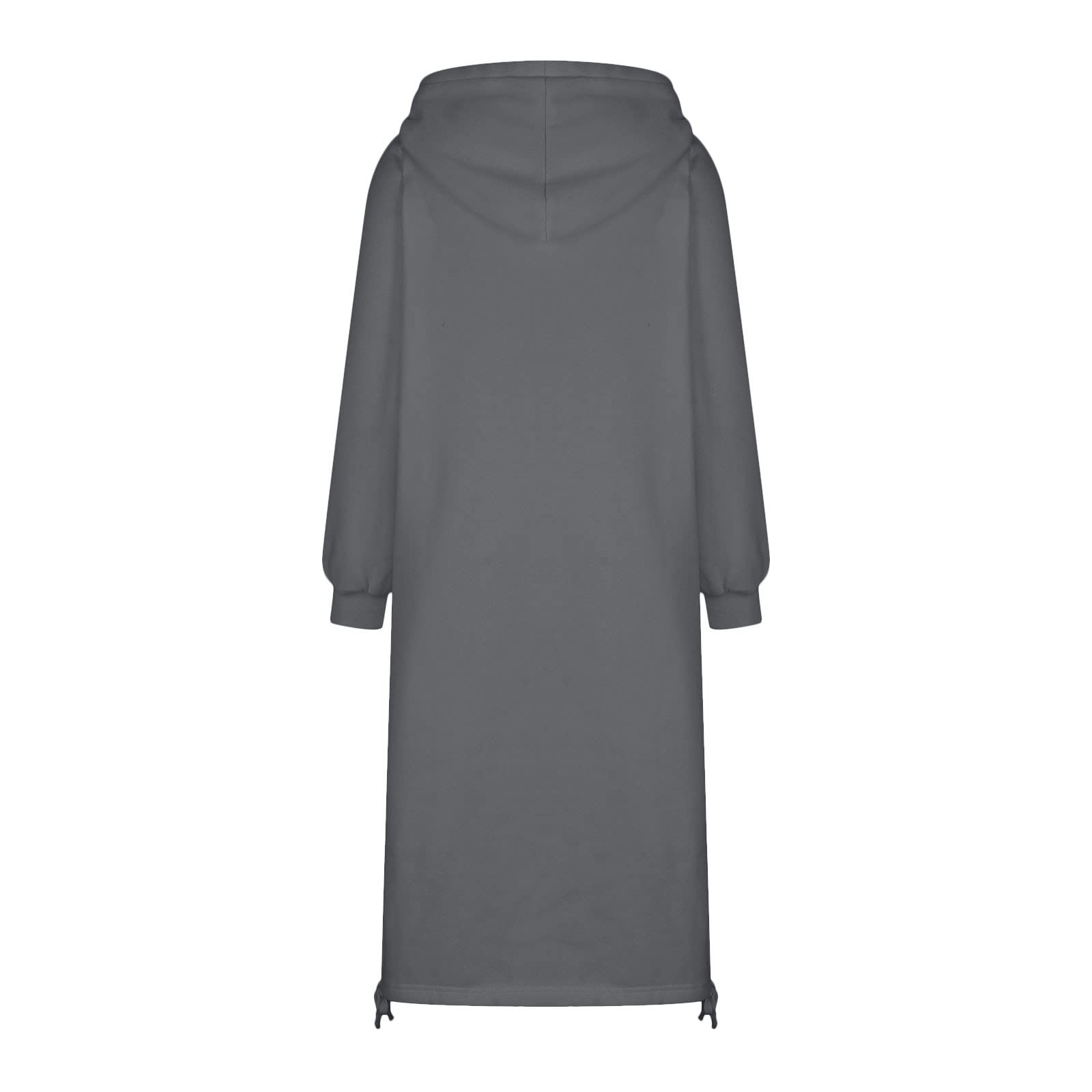 Beessbset Womens Fall Casual Hoodies Dress Solid Color Long Sleeve Drawstring Mixi Dress Pocket Side Split Fashion Streetwear