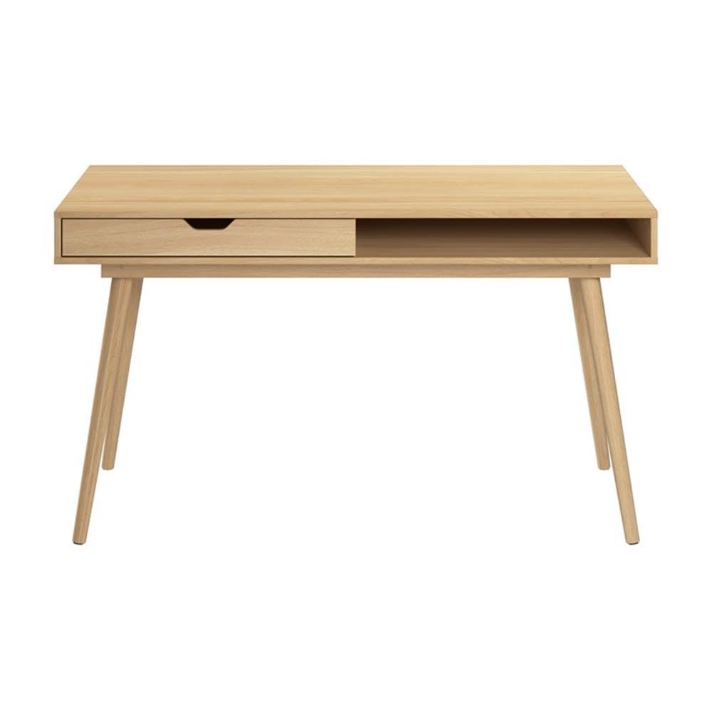 Bush Furniture Nora 54W Writing Desk in Natural Oak | Computer Table for Home Office Workspace or Entryway