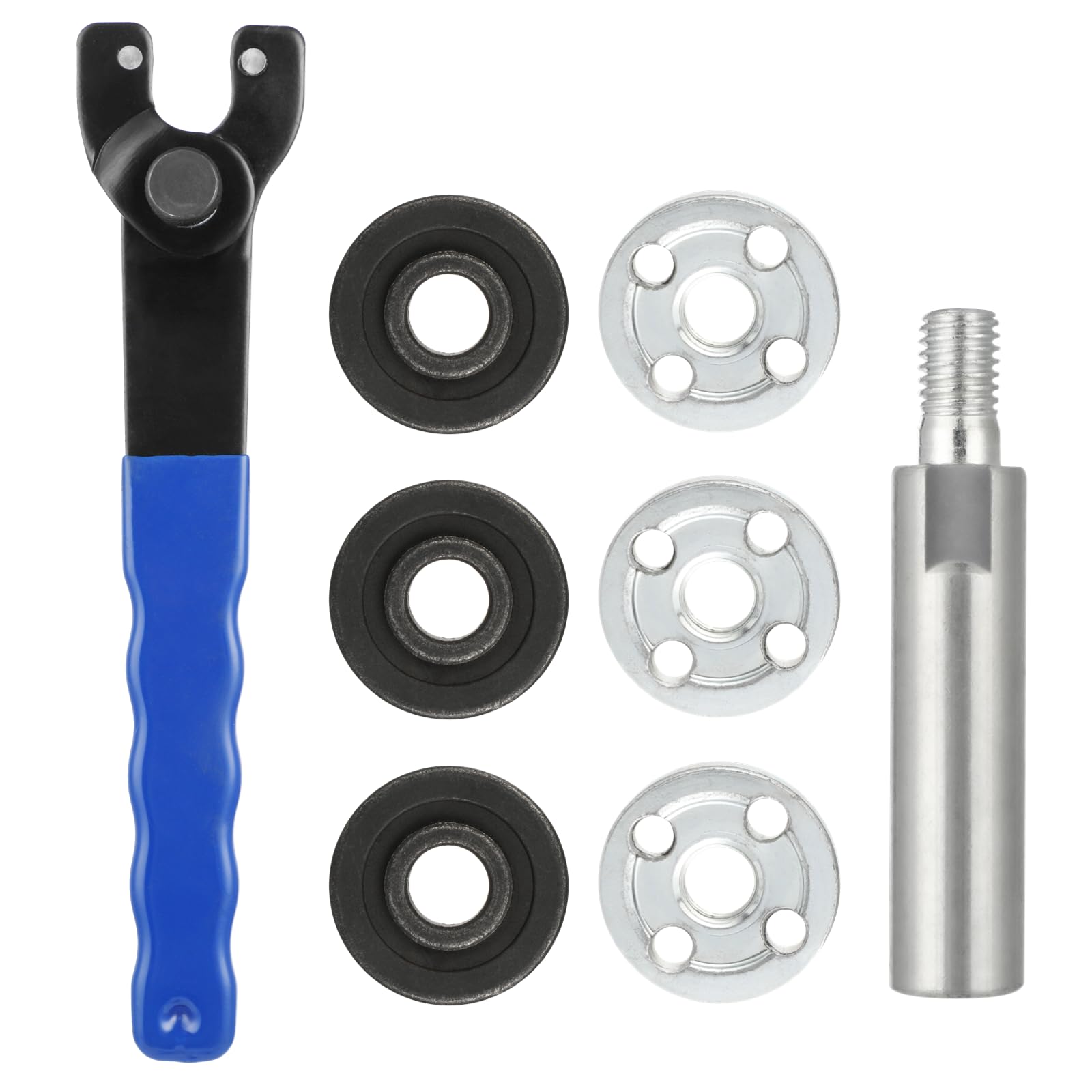 Angle Grinder Wrench, Adjustable Spanner Wrench Grinder 3 Set Flange Nut 5/8-11" 8PCS Compatible with Dewalt Milwaukee Metabo Makita Grinder Parts Bosch Ryobi Black Decker