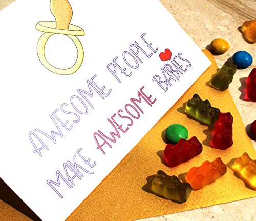Awesome People Make Awesome Babies Cute and Sweet Congratulations Card - Funny Unique Handmade New Baby Card for New Mom Dad, Baby Shower Congrats Gift