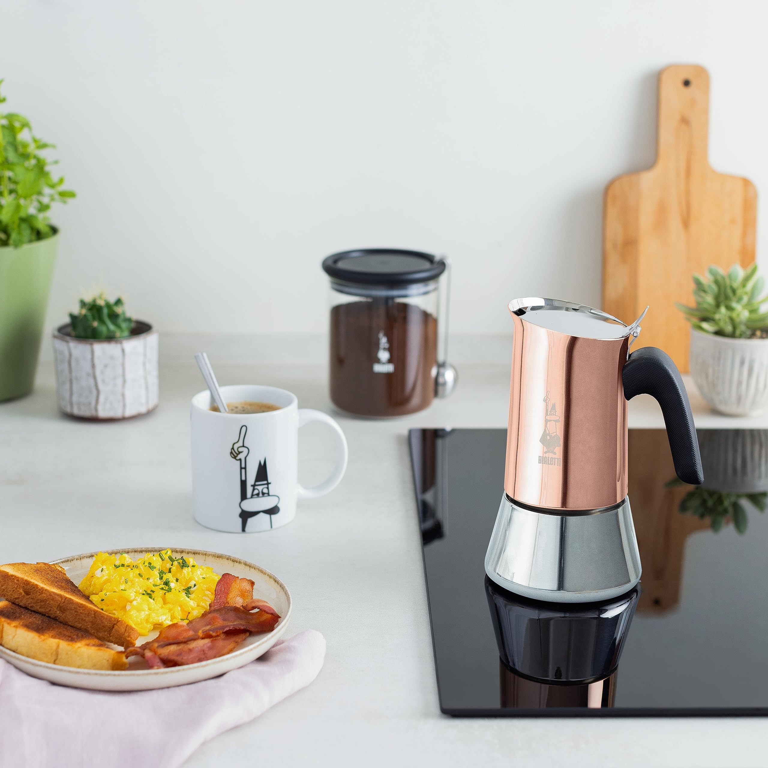 Bialetti - New Venus Induction, Stainless Steel Stovetop Espresso Coffee Maker, Suitable for all Types of Hobs, 6 Cups (7.9 Oz), Copper,Silver