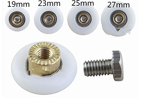 Bioristar Shower Door Rollers Replacement 3/4 Bathroom Pan Glass Sliding Door Pulleys Sliding Door Rollers Replacement Shower Door Hardware Installation Kit 4PCS 19mm