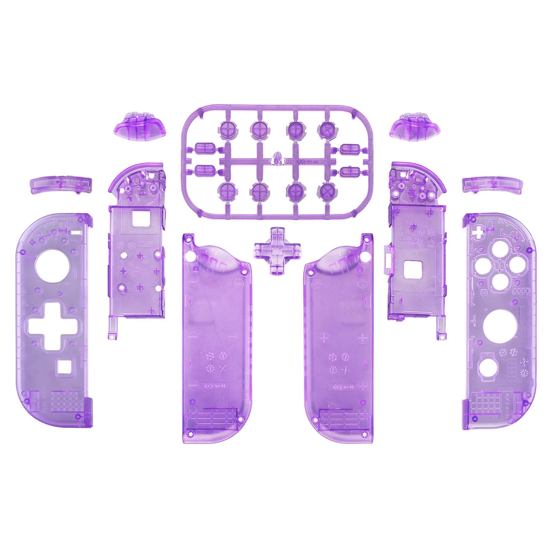 eXtremeRate Back Plate for Nintendo Switch Console, NS Joycon Housing Shell (D-Pad Version) with Full Set Buttons, DIY Replacement Shell for Nintendo Switch - Clear Atomic Purple