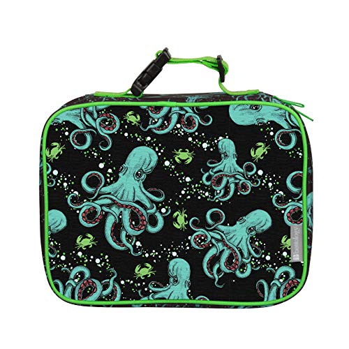 Bentology Boys Octopus Lunch Box, Durable Insulated Tote for Bento Boxes, Fits 8"x10"x3"