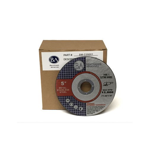 Benchmark Abrasives 5" Pro Metal Self-Sharpening Steel Cutting Cutoff Wheel 0.045" Thick 7/8" Arbor, Angle Grinder Wheel, Aluminum Cutting Grinding Wheel- 25 Pack