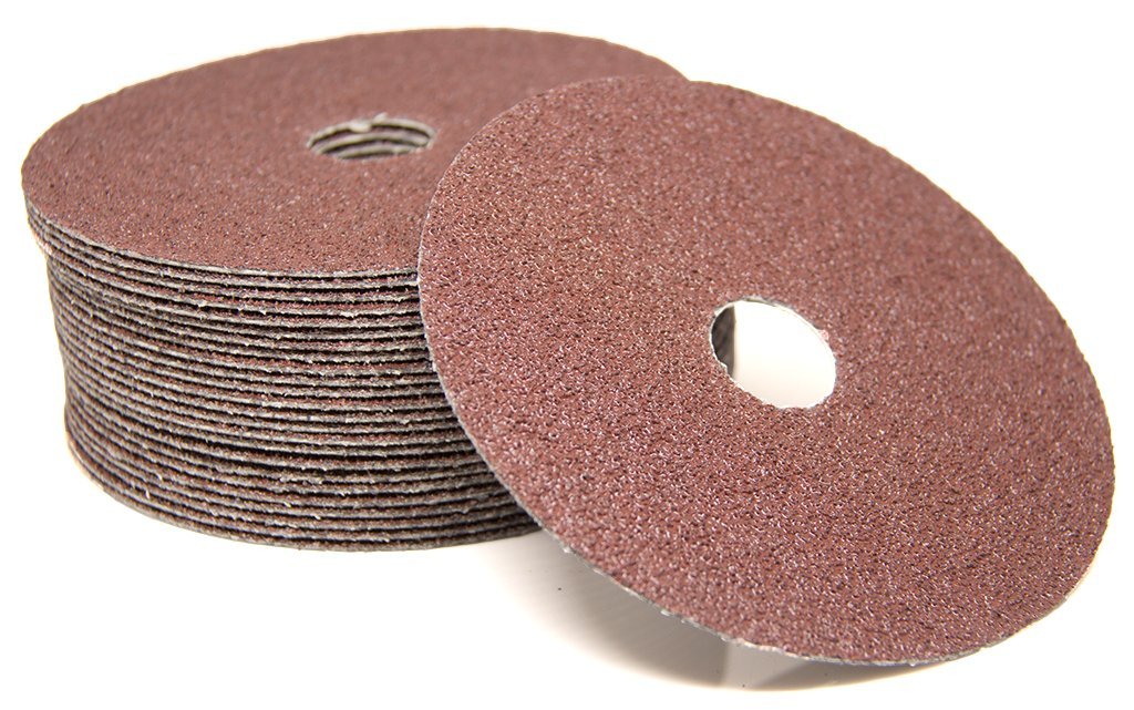 Benchmark Abrasives 5" Aluminum Oxide Resin Fiber Grinding and Sanding Discs for Metals, Wood, and Fiberglass 7/8" Arbor, Use with Angle Grinder (25 Pack) - 80 Grit