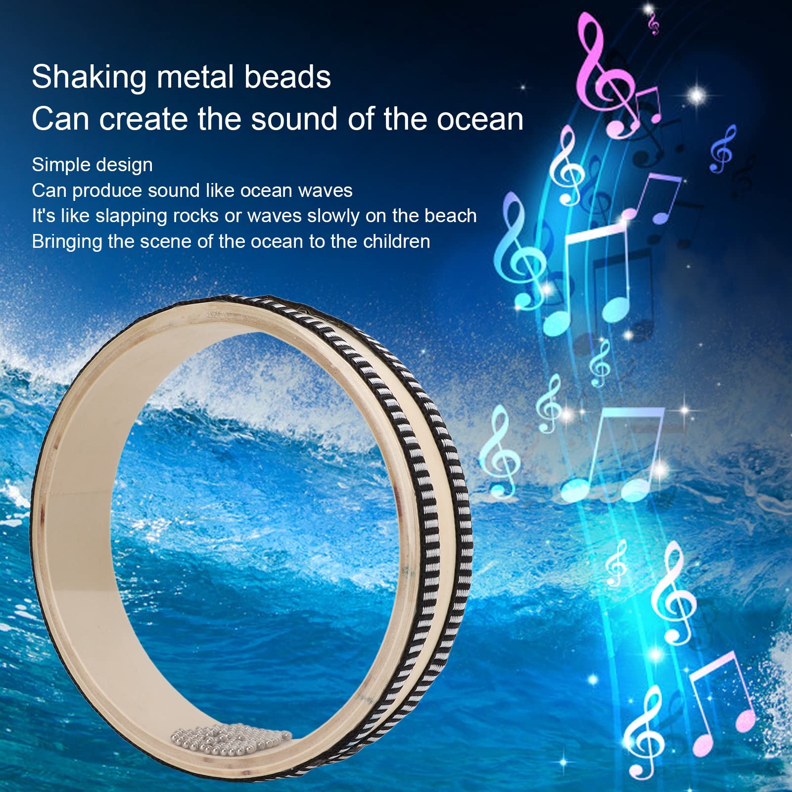 Tuzoo Wave Bead Drums, Ocean Drum Maple Oceans Sound Effect Well Structured for Child Tuzooqpv4n8tgda8545