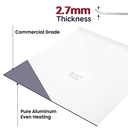 Baker's Secret Extra Thick -2.7mm- Pure Aluminum Large Flat Cookie Sheet 18" x 14", 100% Recycled Aluminum Flat Baking Sheet Commercial Grade Flat with hanging hole- The Natural Aluminum Collection