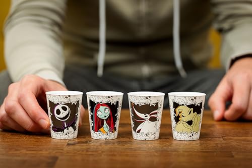 Silver Buffalo Disney Nightmare Before Christmas Character 4 Pack Plastic Mini Cup Set, 1.5 Ounces