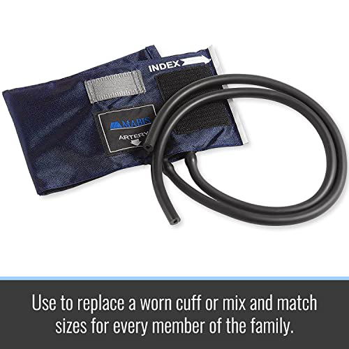 MABIS Sphygmomanometer Blood Pressure Replacement Cuff and Two-Tube Bladder, Adult Size, Blue