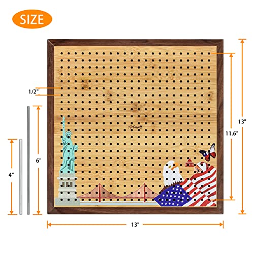 Artowell Crochet Blocking Board -Crochet Gift for Granny Square Lovers-Bamboo Blocking Board for Knitting Crochet, Full Kit with 24 Stainless Steel Rod Pins (13 in-Bohemian Patterns)
