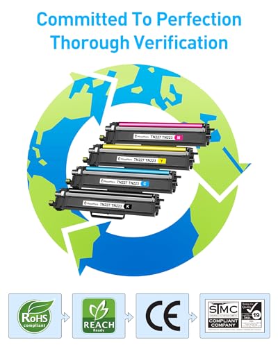 Compatible TN227 Toner Cartridge Replacement for Brother TN-227 TN223 TN 227BK/C/M/Y HL-L3270CDW MFC-L3770CDW MFC-L3750CDW HL-L3290CDW HL-L3210CW Printer High Yield (4 Pack TN-223BK/C/M/Y )