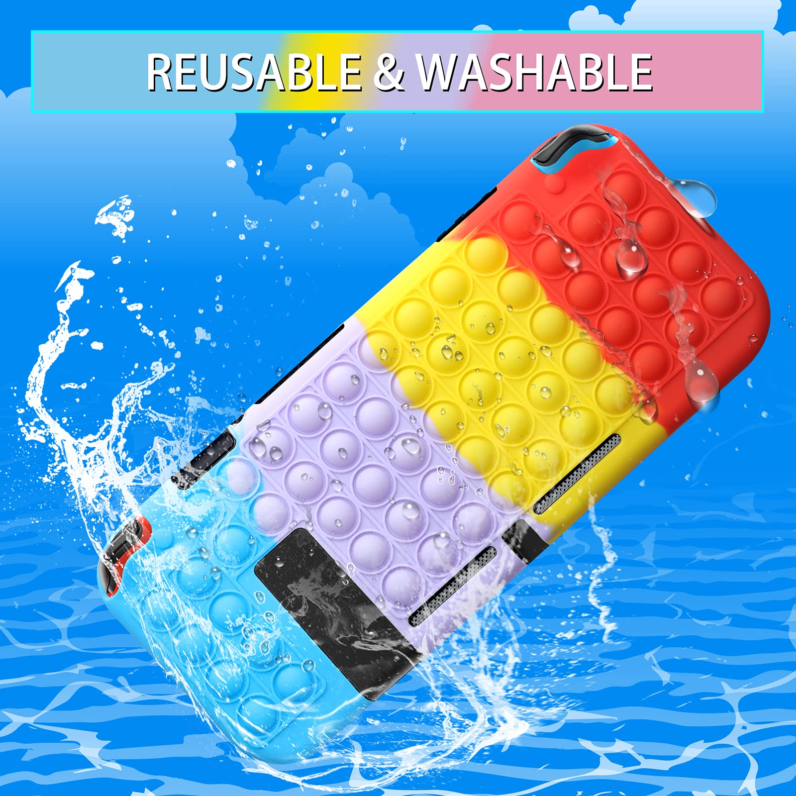 ATESSON Pop Bubbles Silicone Case Compatible with Nintendo Switch 6.2, Anti-Anxiety Case for Kids and Adult (Red)
