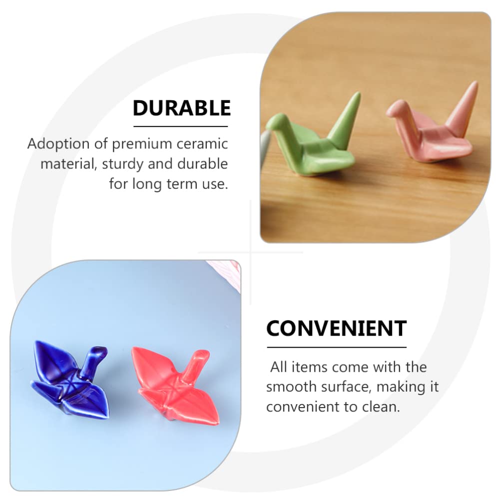 BESPORTBLE 6pcs Porcelain Chopstick Rest Ceramic Chopsticks Holder Origami Crane Chopsticks Stand Rest for Spoon Fork Tableware