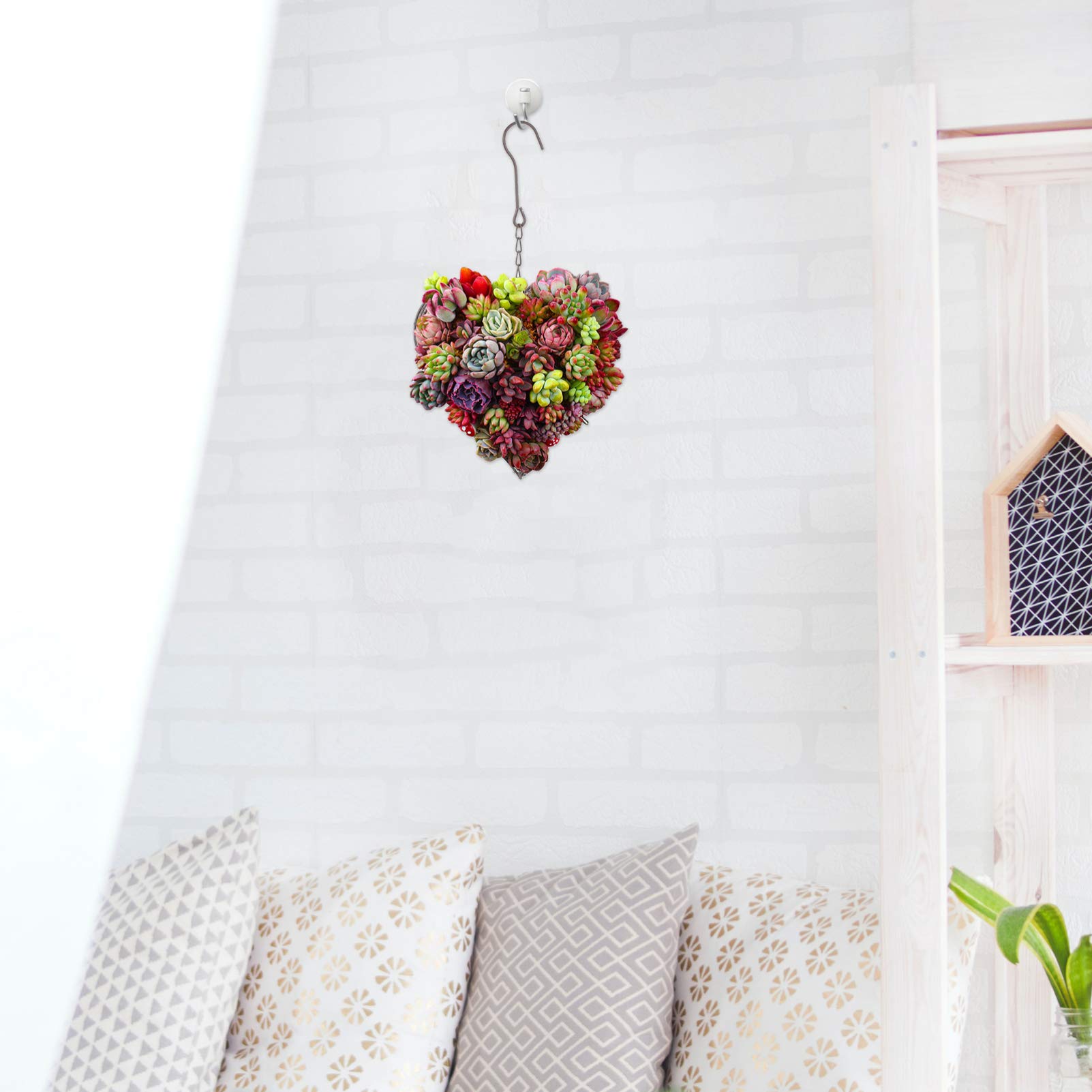 Angoily 2pcs Hanging Planter Heart Shaped Flower Basket Vintage Succulent Pot Outdoor Bonsai Holder for Balcony Garden Wedding (Brown)