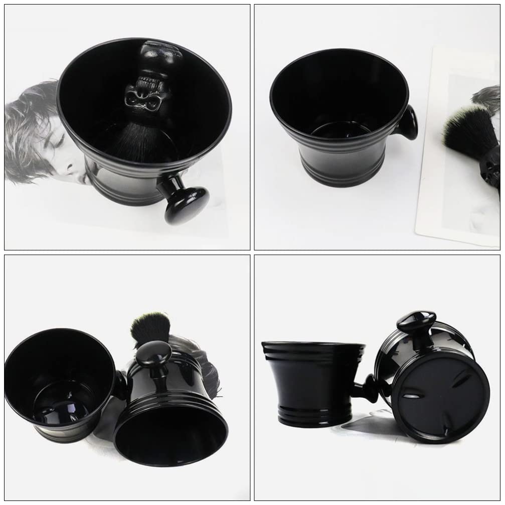 Beavorty Ceramic Shaving Bowl with Handle Wide Mouth Large Capacity Shaving Soap Pottery Cup for Men Portable Pottery Shaving Cream Mug