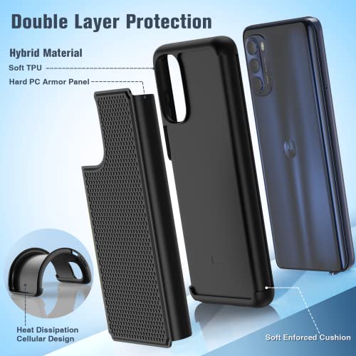 BNIUT for Motorola Moto G-Stylus 2022 Case: Dual Layer Protective Heavy Duty Cell Phone Cover Shockproof Rugged with Non Slip Textured Back - Military Protection Bumper Tough (Black Matte)