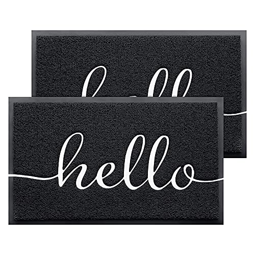 BeneathYourFeet Door Mat 2-Pack Indoor Outdoor Doormat Multiple-use Welcome Mats for Front Door Easy to Clean Garage Floor Mat Durable Wear-Resistant Rugs for Outside Entry(30"x17.5",Black)