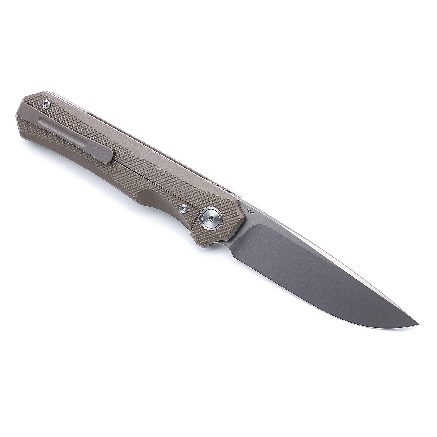 Miguron Knives M Koraki II Front Flipper Folding Knife 3.25" M390 Blade Bronze Anodized Titanium Handle Pocket Knife MGR-606BNII