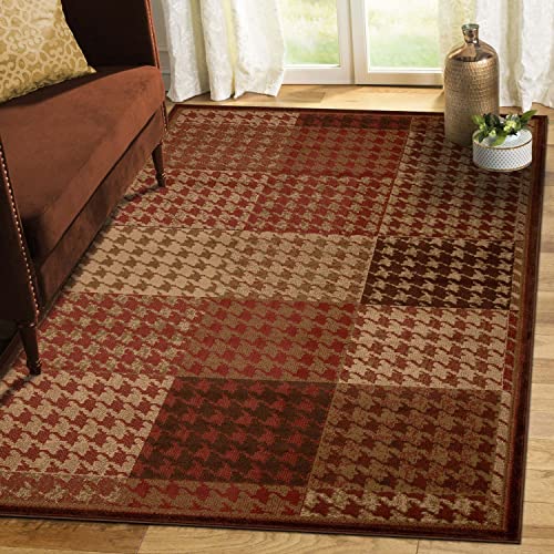 BNM Indoor Large Area Rug with Jute Backing, Great for Entryway, Living Room, Kitchen, Dorm, Bedroom, Hallway, Perfect for Hardwood Floors, Vintage Geometric, 8' x 10', Mocha