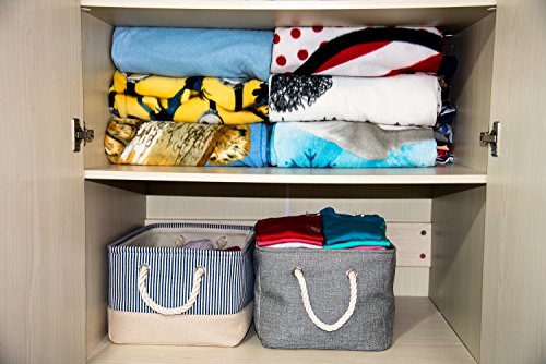 DAE Living Fabric Storage Bins (Set of 2) | Extra Stiff Canvas Fabric | Wire Framed | Fully Lined Interior | Perfect for Clothes, Toys, Shoes, Pet Supplies, Nurseries, Closet and Shelf Storage
