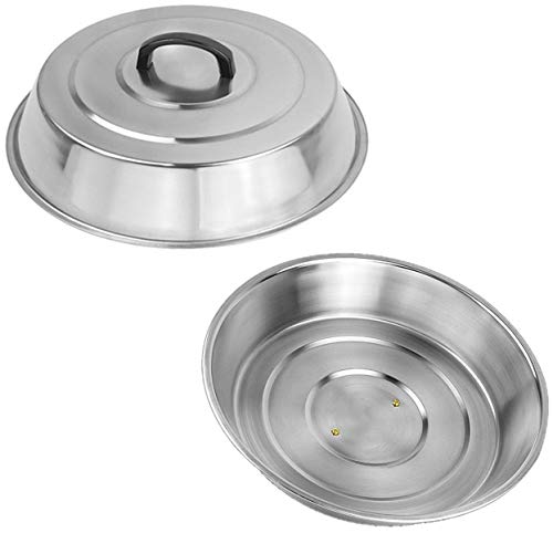 BBQ Accessories 12 Inch Round Stainless Steel Basting Cover - Cheese Melting Dome Round Cast Iron Grill Press Kit for Hamburger Bacon Steak, Best for Blackstone Camp Chef Flat Top Griddle Grill