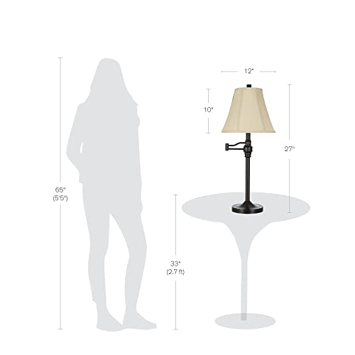 Catalina Lighting Transitional 2-Way Metal Adjustable Swing Arm Desk Table Lamp with Linen Shade, 28", Bronze