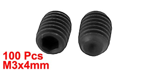 uxcell M3x4mm 12.9 Alloy Steel Hex Socket Set Cap Point Grub Screws 100pcs