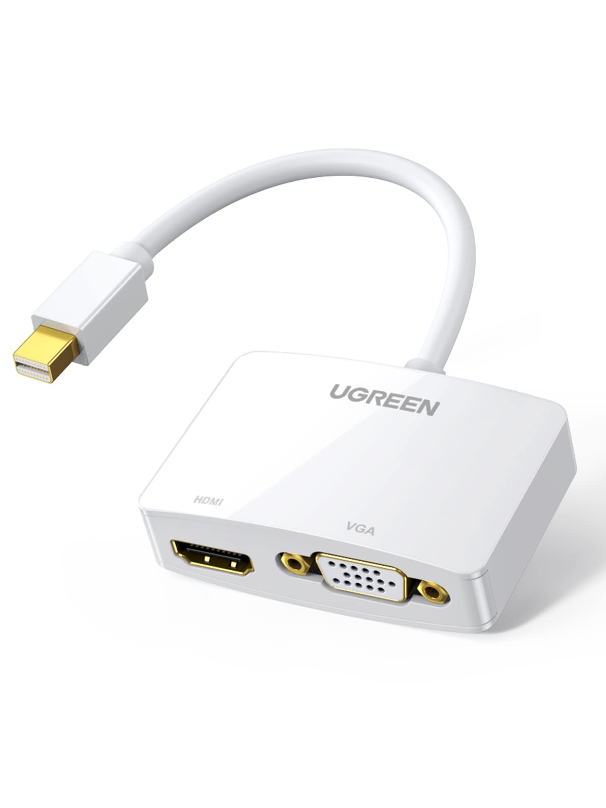 UGREEN Mini DisplayPort to HDMI VGA Adapter, 4K Thunderbolt 2 Adapter 2 in 1 Mini DP Converter Compatible with MacBook Pro MacBook Air iMac Surface Pro 1 2 3 4 6 Surface Laptop 2 ThinkPad X1, White