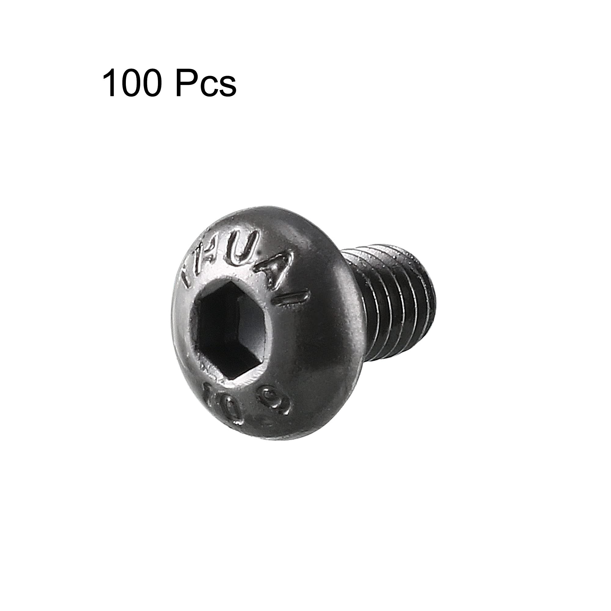 uxcell M3x5mm Button Head Hex Socket Cap Screw Bolt Black 100pcs