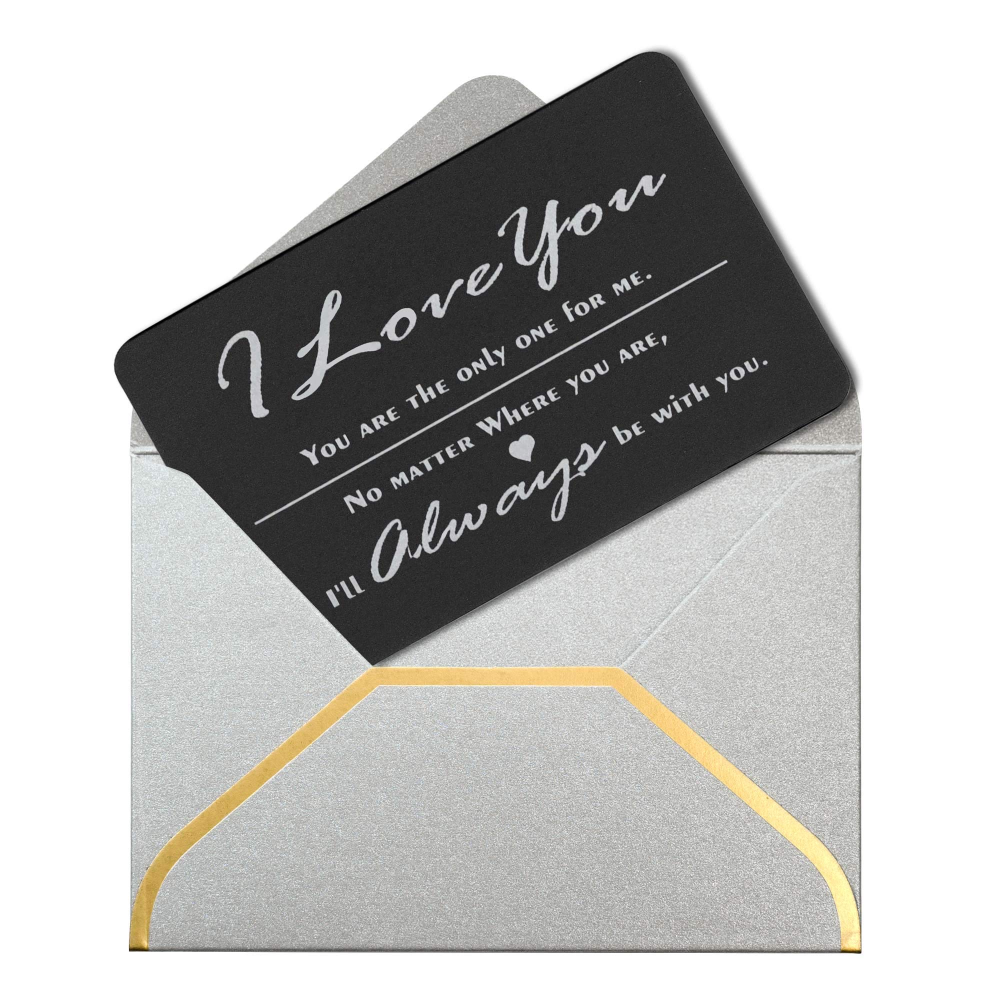 Dreambell Anodized Aluminum Fully Personalized Photo Text Custom Engraving Metal Wallet Mini Love Insert Message Note Card (Both Side Photo Engraving)