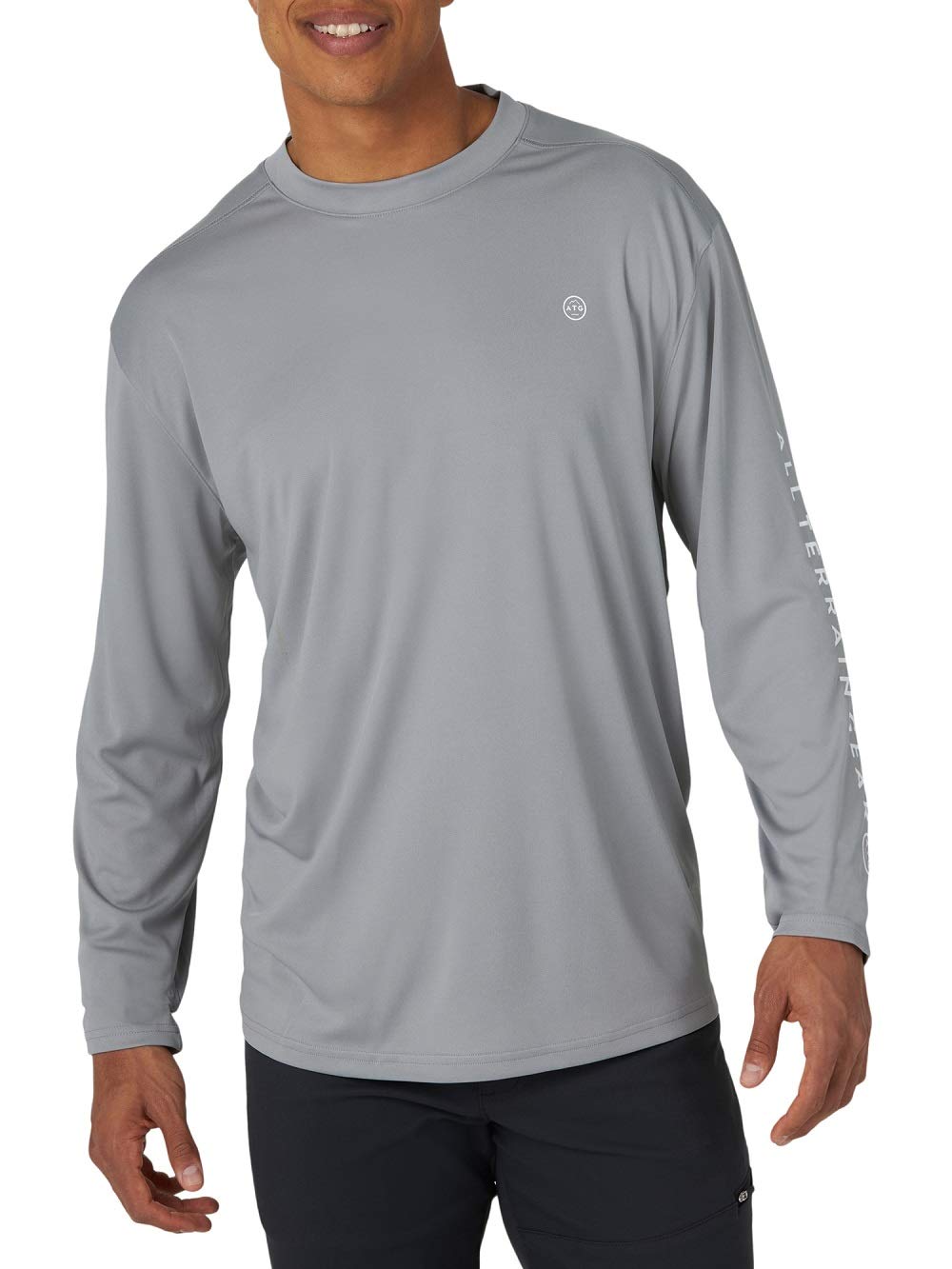 ATG by Wrangler mens Long Sleeve Performance Sun Shirt, Monument, Large Tall US